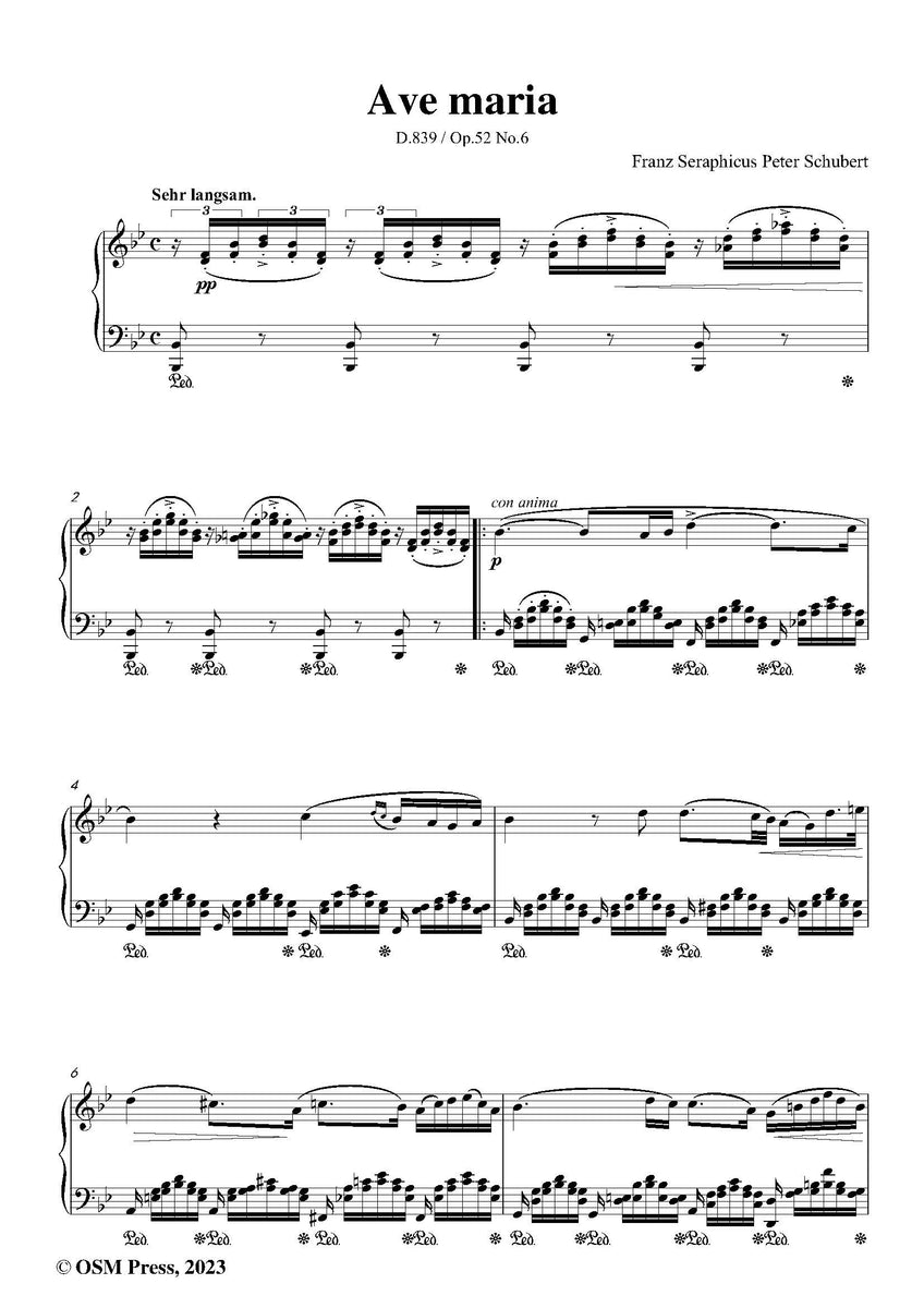 Schubert Ave Mariad839 Open Sheet Music