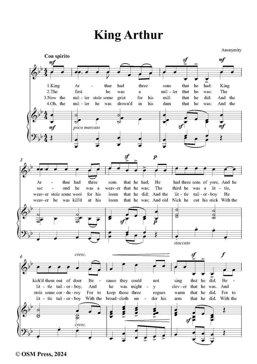 Anonymous King Arthur – Open Sheet Music