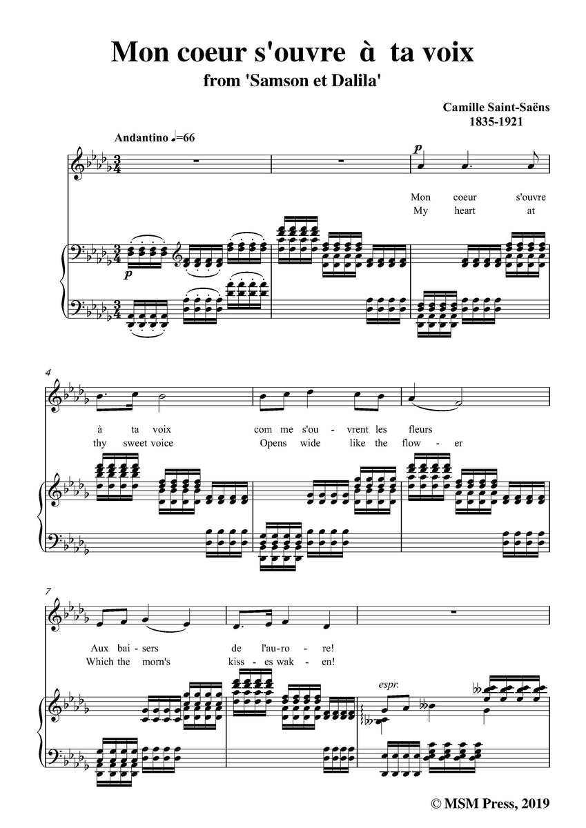 Saint Saëns Mon coeur s'ouvre à ta voix – Open Sheet Music