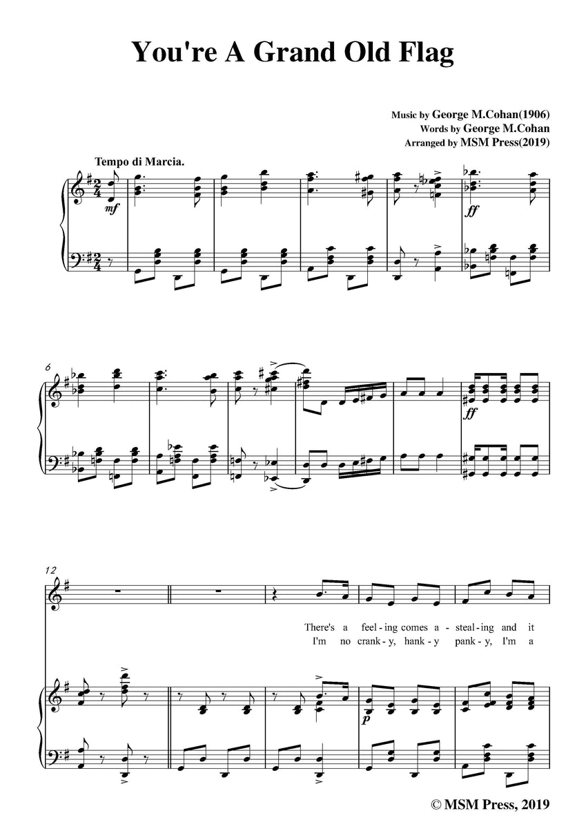 George M. Cohan You're A Grand Old Flag – Open Sheet Music