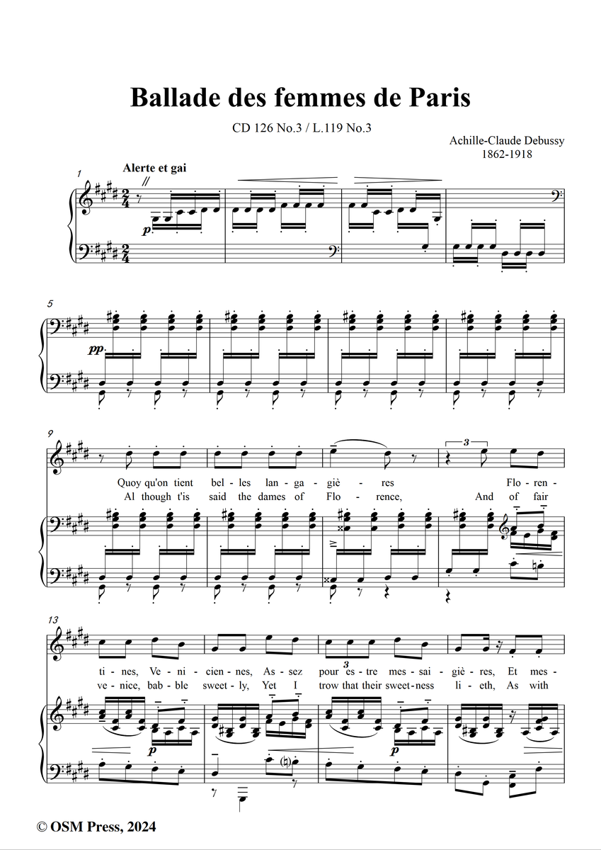 Debussy Ballade des femmes de Paris – Open Sheet Music