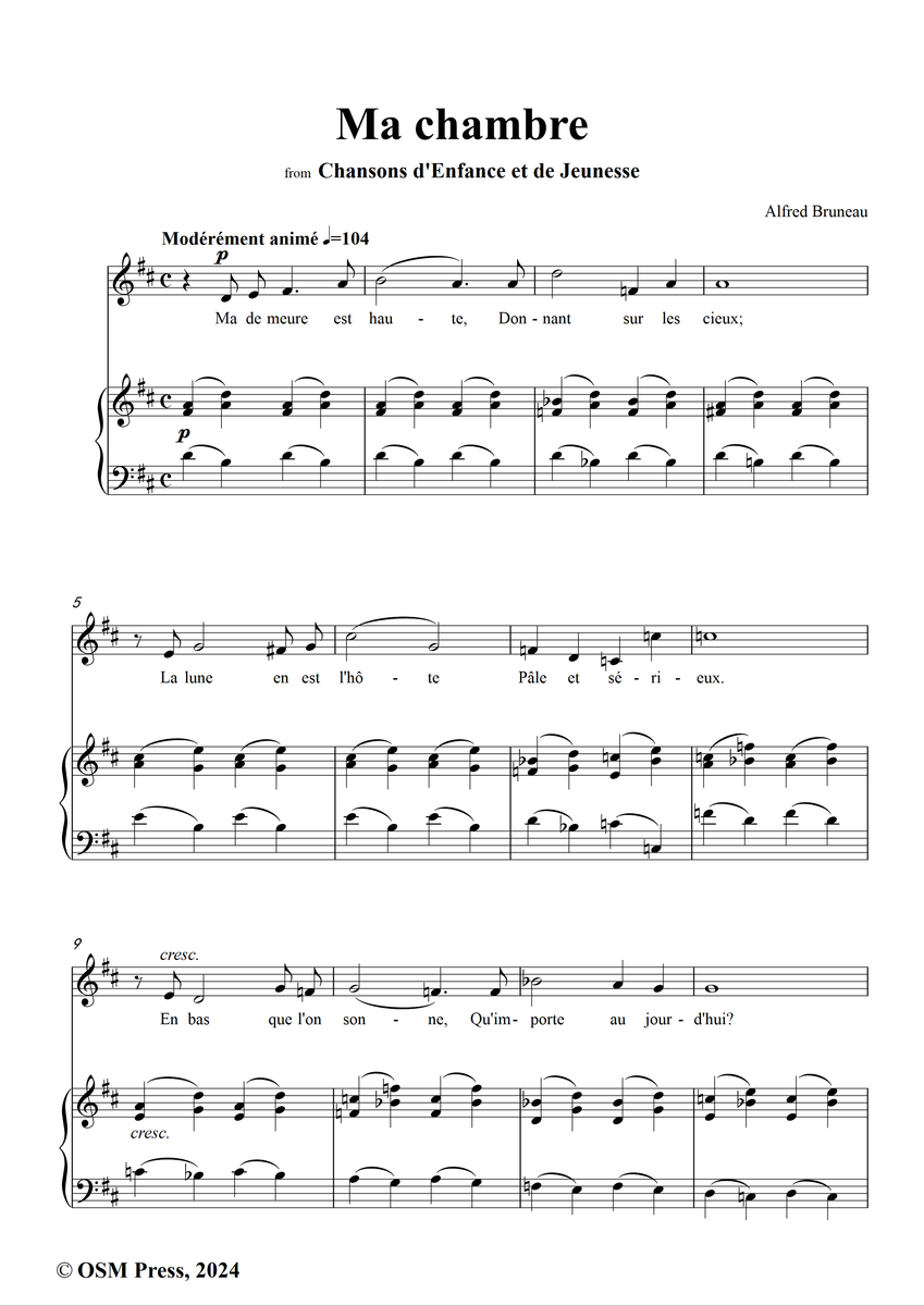 Alfred Bruneau Ma chambre – Open Sheet Music