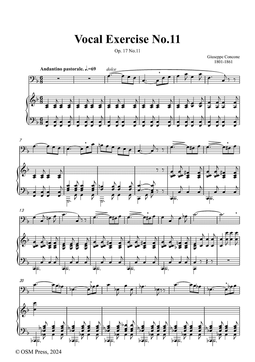 G. Concone Vocal Exercise No.11 No.20 – Open Sheet Music