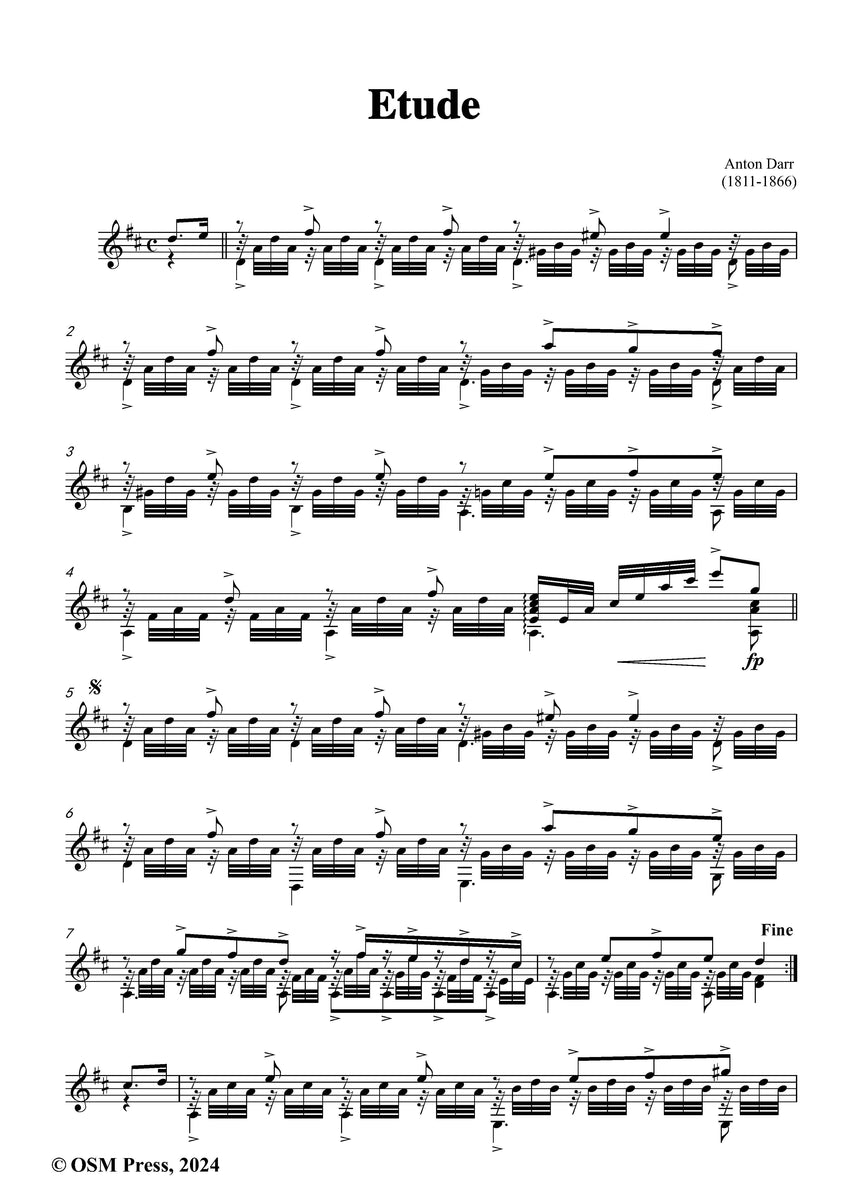 Adam Darr Etude,in D Major,for Guitar – Open Sheet Music