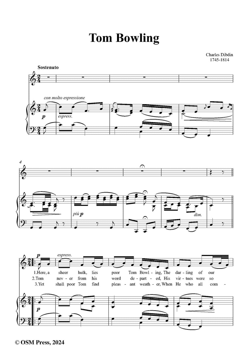 C. Dibdin Tom Bowling – Open Sheet Music