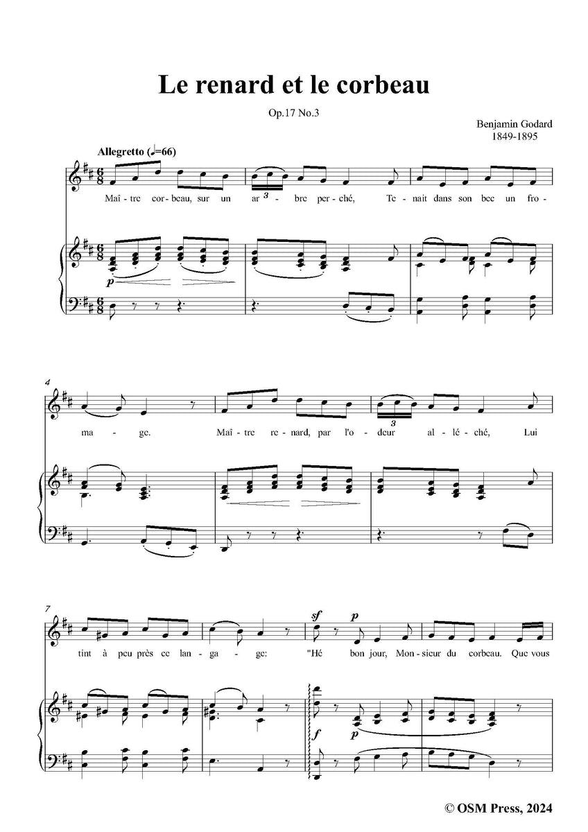 B. Godard Le renard et le corbeau – Open Sheet Music