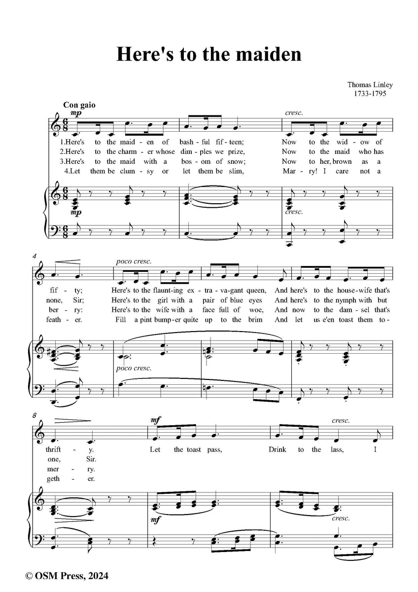 T. Linley Here's to the maiden – Open Sheet Music