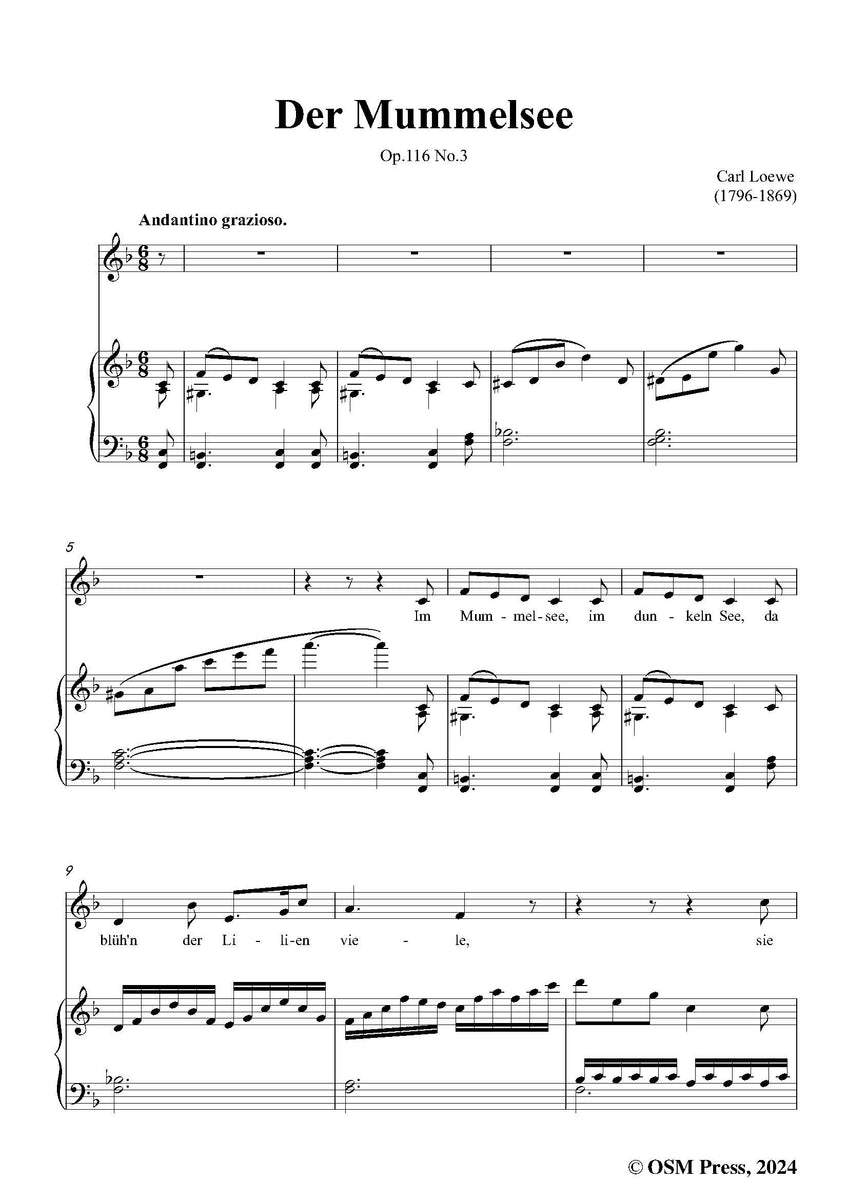 C. Loewe Der Mummelsee – Open Sheet Music
