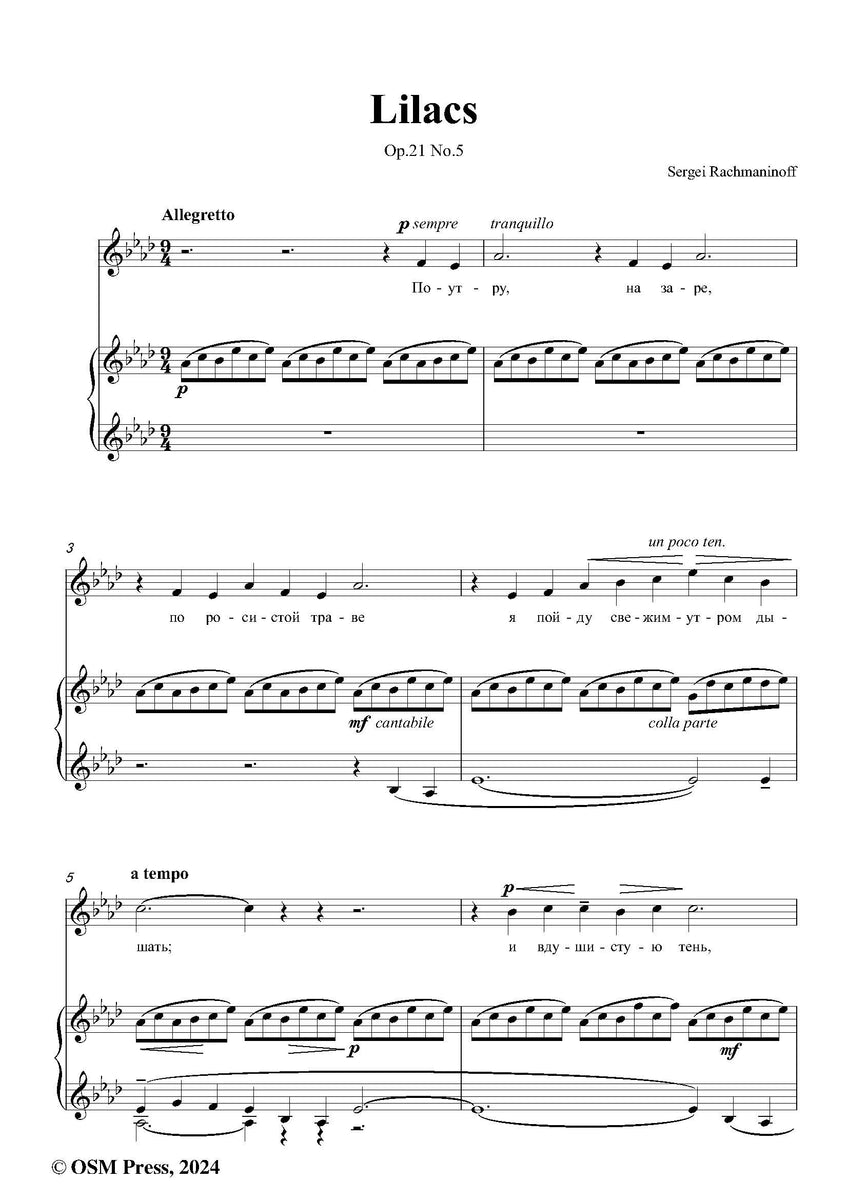 Rachmaninoff Lilacs – Open Sheet Music