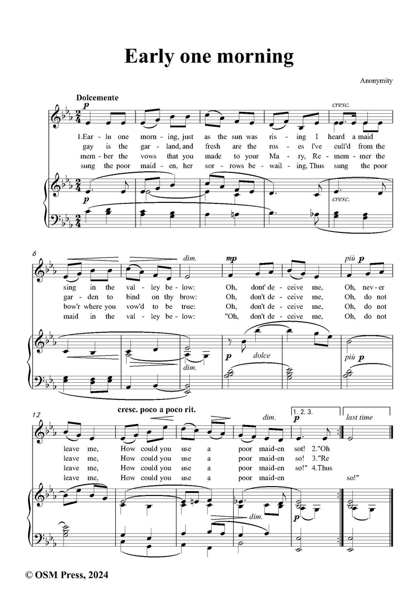 Anonymous Early one morning – Open Sheet Music