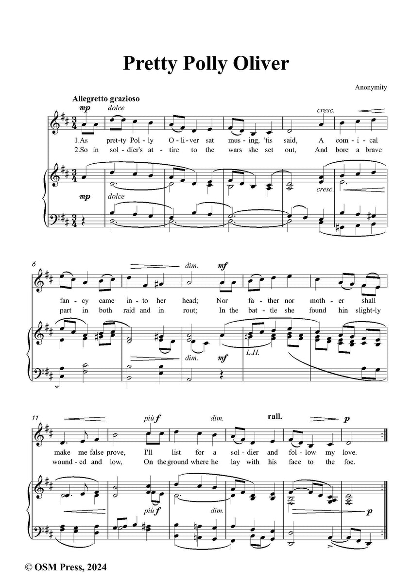 Anonymous Pretty Polly Oliver – Open Sheet Music