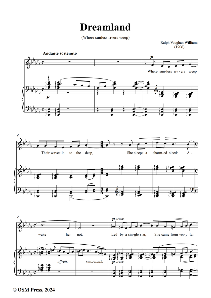 Vaughan Williams Dreamland – Open Sheet Music
