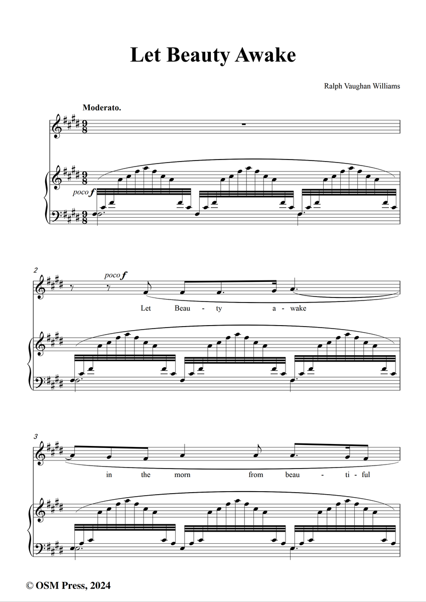 Vaughan Williams Let Beauty Awake – Open Sheet Music