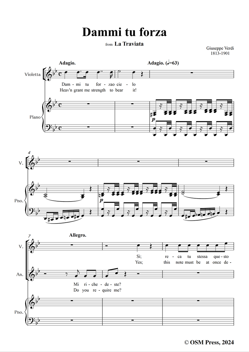Verdi Dammi tu forza – Open Sheet Music
