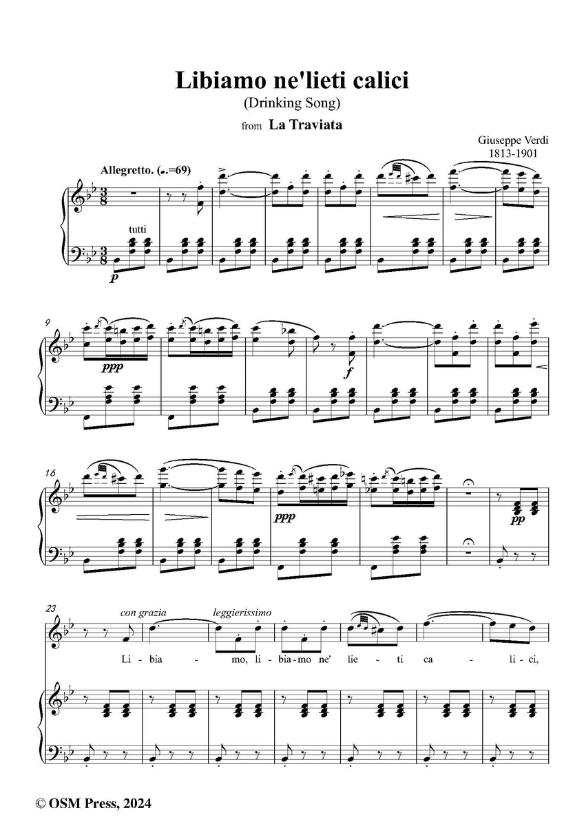 Verdi Libiamo ne'lieti calici – Open Sheet Music