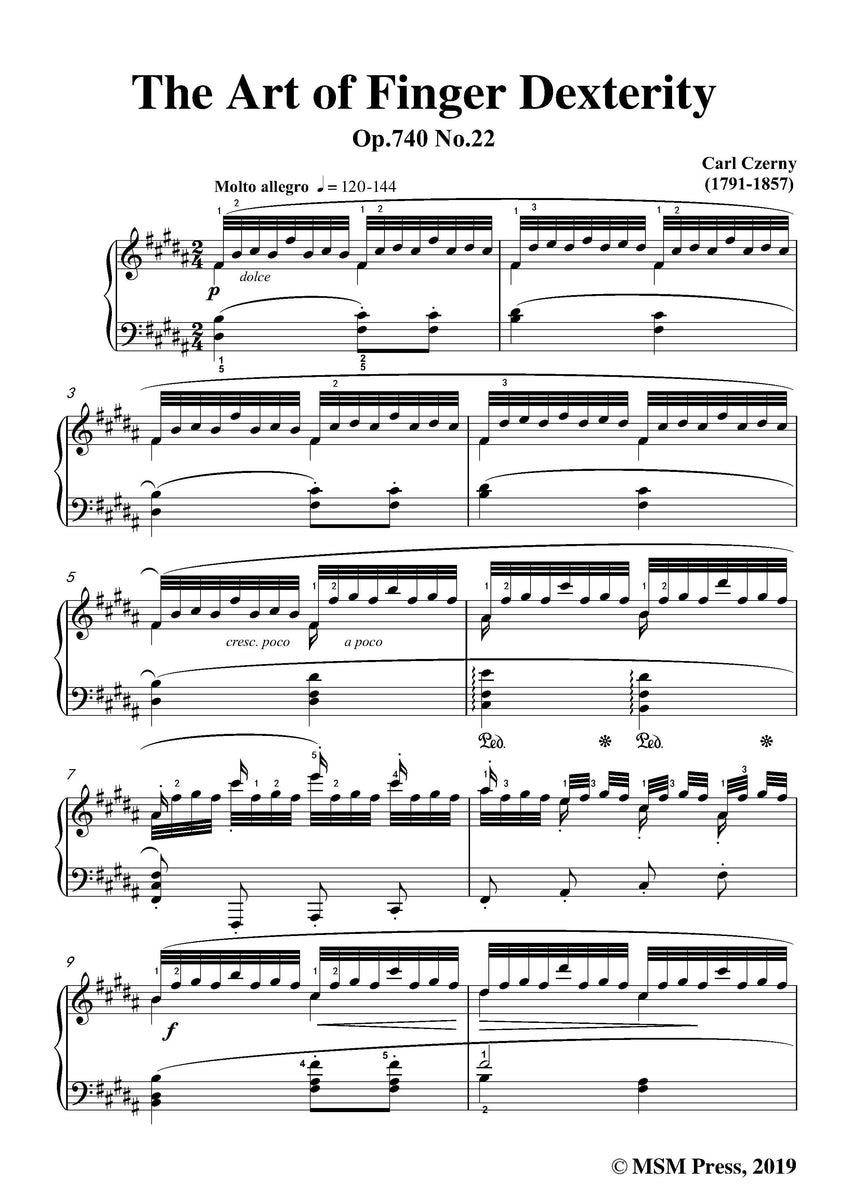 Czerny The Art of Finger Dexterity,Op.740 No.22,for Piano – Open Sheet ...