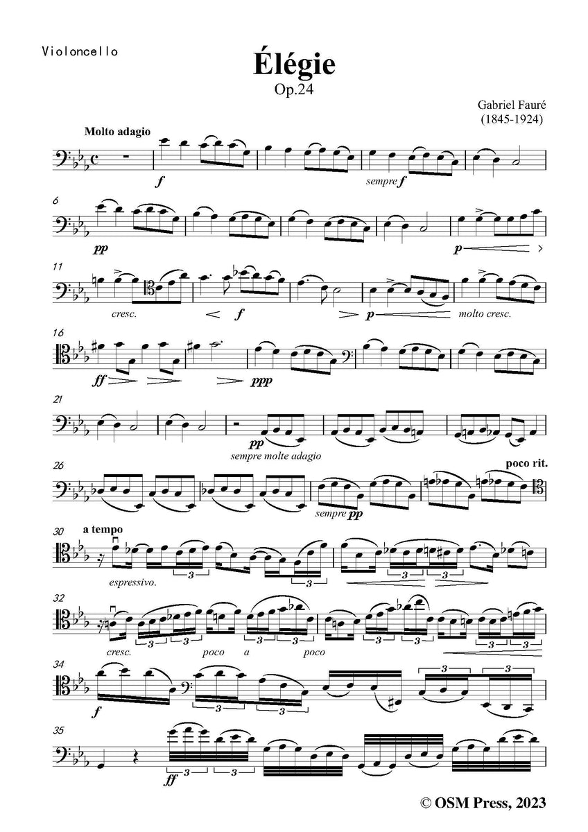 Fauré Élégie,Op.24 – Open Sheet Music