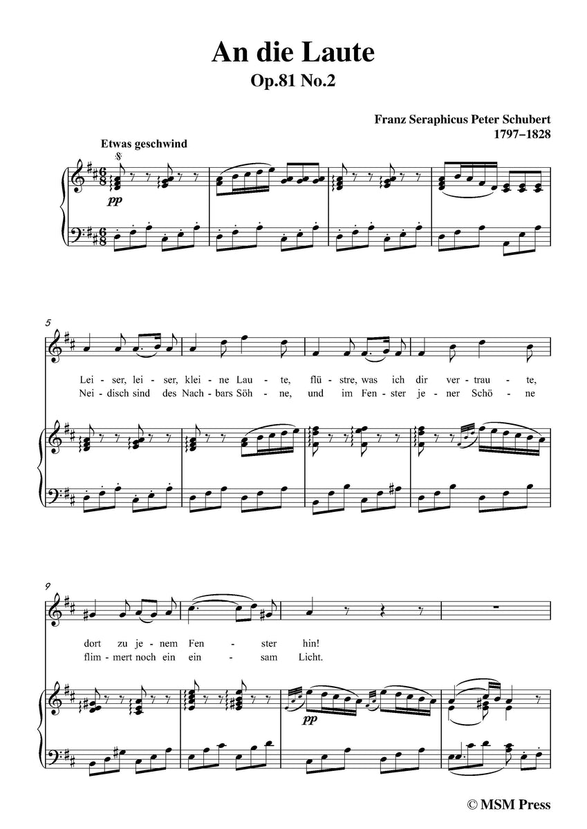 Schubert An die Laute,Op.81 No.2 – Open Sheet Music