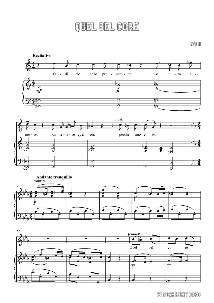 Magni Quel bel core – Open Sheet Music