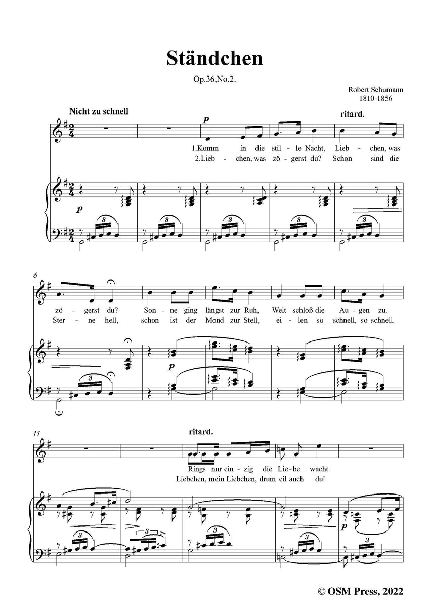 Schumann Standchen,Op.36 No.2 – Open Sheet Music