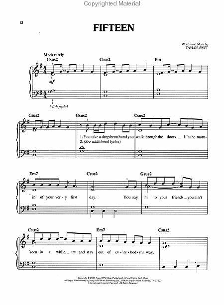 Taylor Swift Fearless – Open Sheet Music